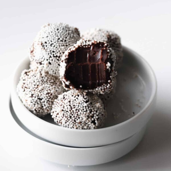 Sno-Cap candy dark chocolate truffles - One Sweet Mama
