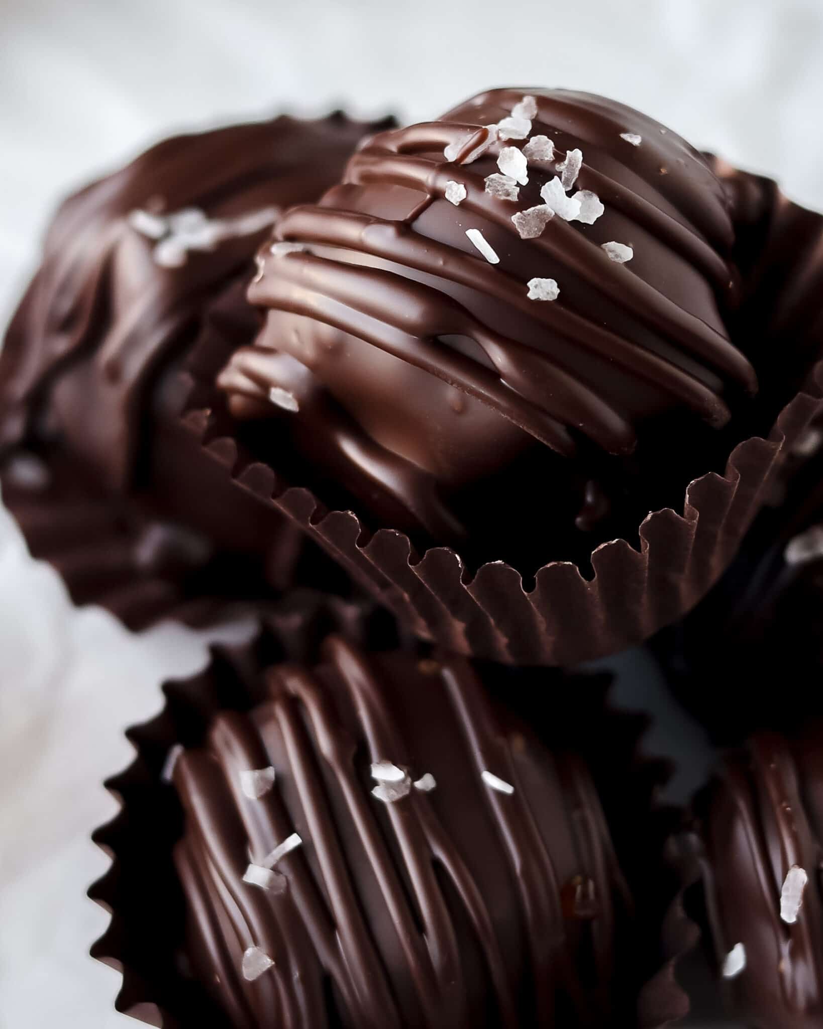 Simple dark chocolate sea salt truffles - One Sweet Mama
