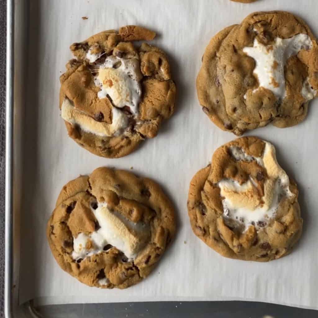 Smore chocolate chip cookies with candy - One Sweet Mama