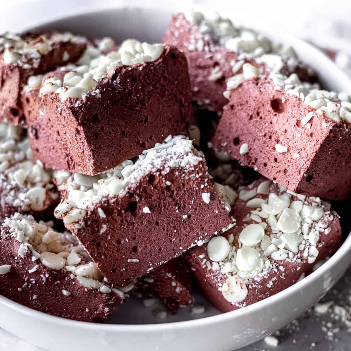 Red velvet marshmallows, rich and silky - One Sweet Mama