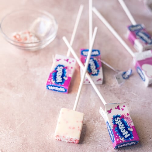 Nerds Candy made into Easy Chocolate Pops - One Sweet Mama